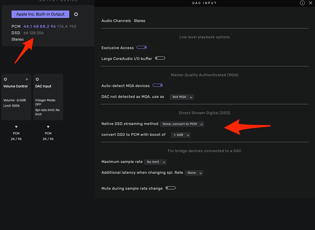 DSD DOP option missing DietPI / NO "Native DSD streaming method ...