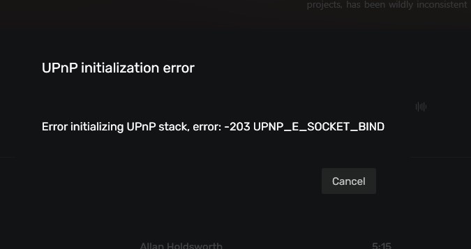 UPnP Initialisation Error -203 UPNP_E_SOCKET_BIND - Page 3 - Device connectivity - Audirvana Forum